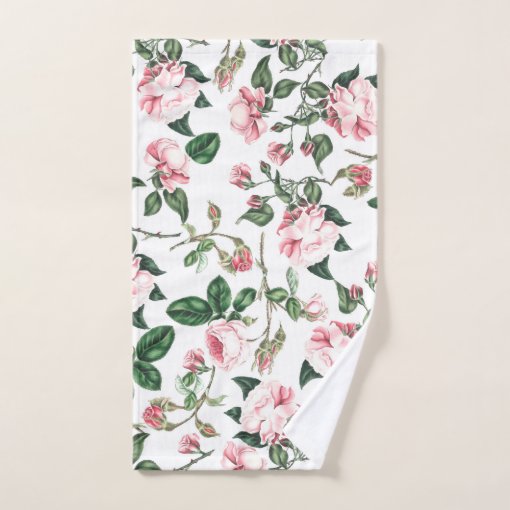 Pink Roses Rosebud Flowers Bath Towel Set | Zazzle