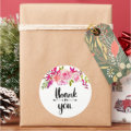 Pink roses thank you sticker | Zazzle
