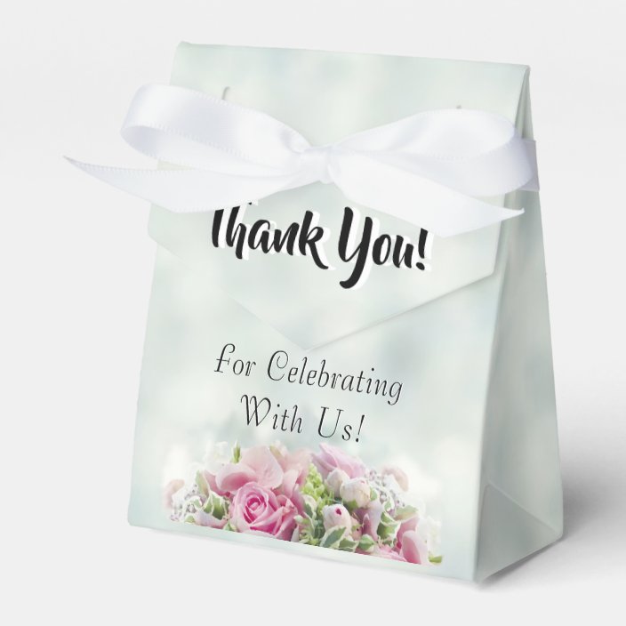 Pink Roses Thank You Wedding Favor Box | Zazzle.com