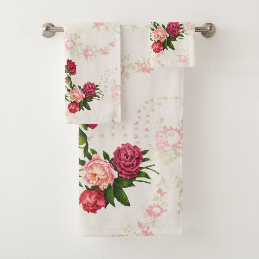 Pink Roses Towel Set | Zazzle