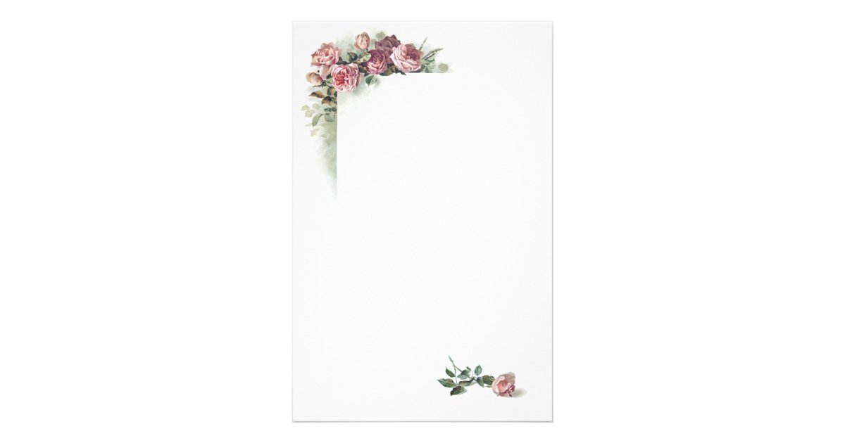 Pink roses vintage stationery | Zazzle.com