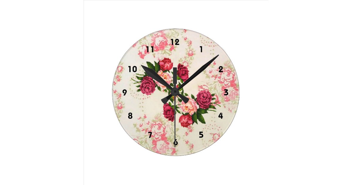 Pink Roses Wall Clock | Zazzle