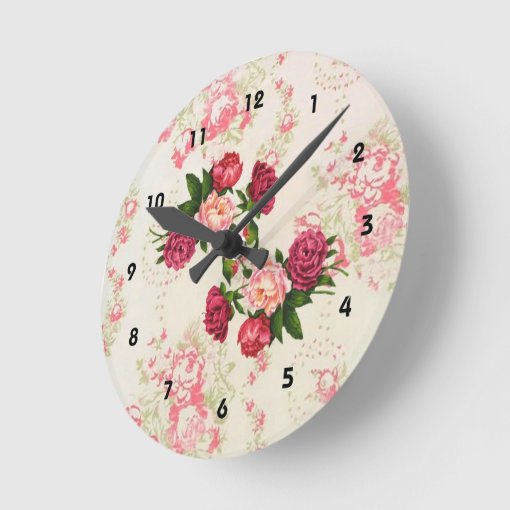 Pink Roses Wall Clock | Zazzle