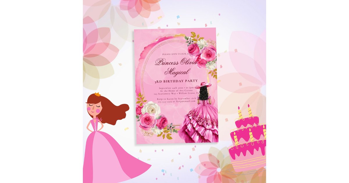 Pink Royal Little Princess Birthday Invitation | Zazzle