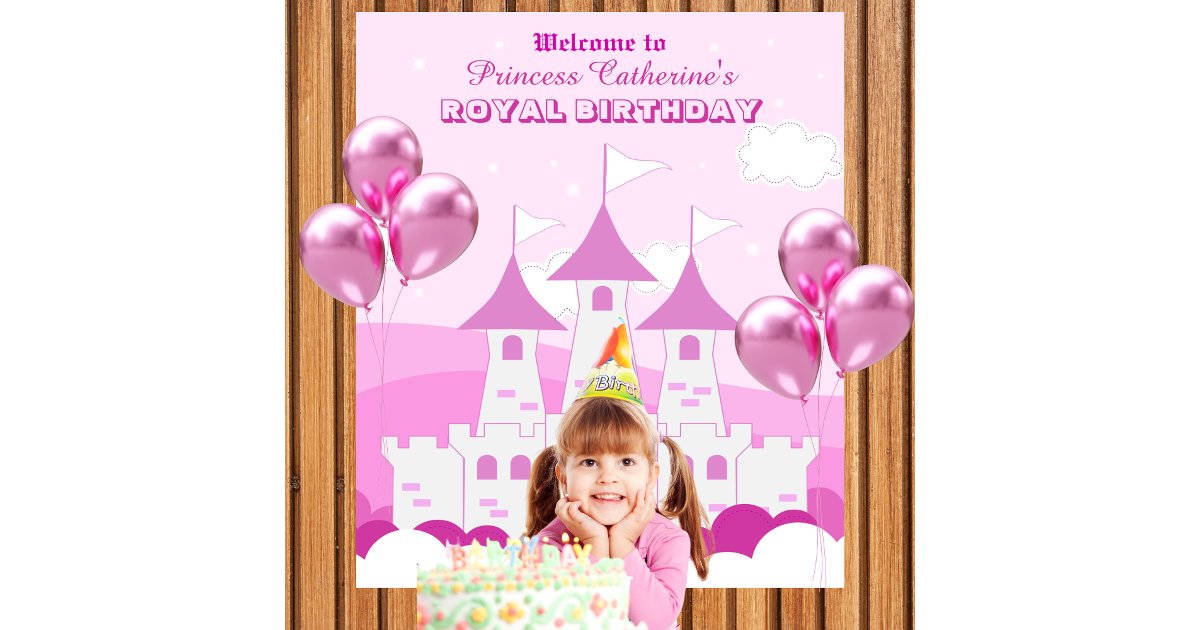 Pink Royal Princess Castle Girl Birthday Tapestry | Zazzle