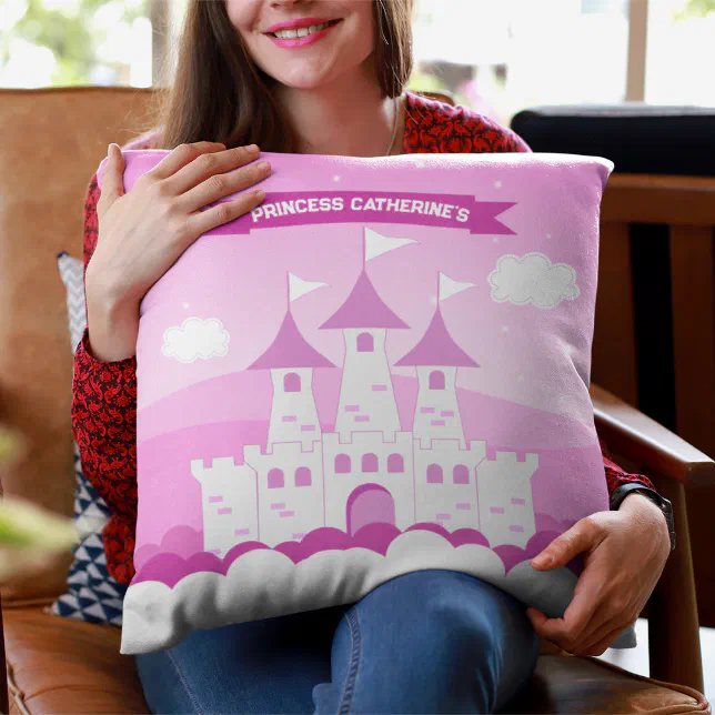 Pink Royal Princess Castle Girl Birthday Throw Pillow | Zazzle