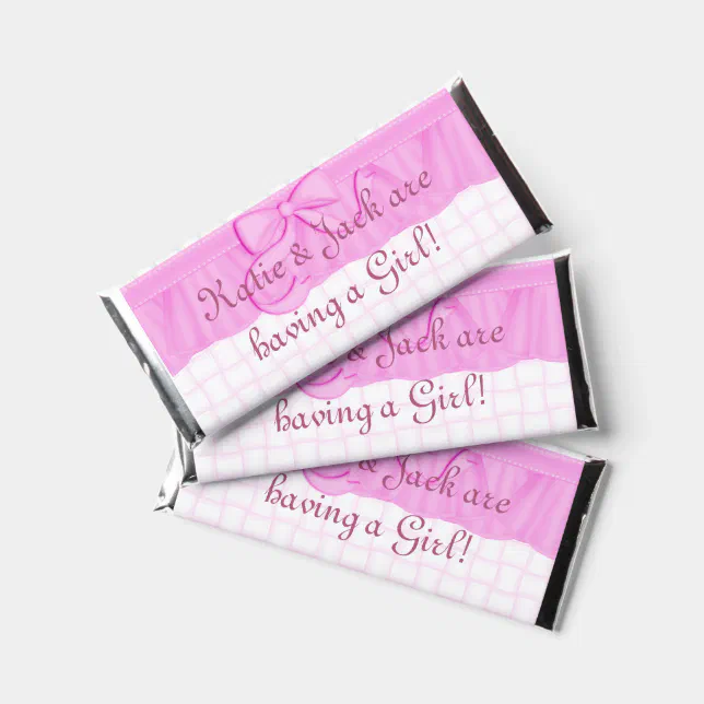 Pink Ruffle Baby Shower Candy Bars Party Favor | Zazzle