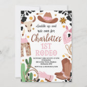 Pink Rustic Saddle Up First Rodeo 1st Birthday Invitation | Zazzle