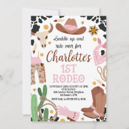 Pink Rustic Saddle Up First Rodeo 1st Birthday Invitation | Zazzle