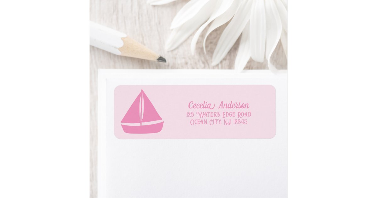 Pink Sailboat on Pink Nautical Label | Zazzle