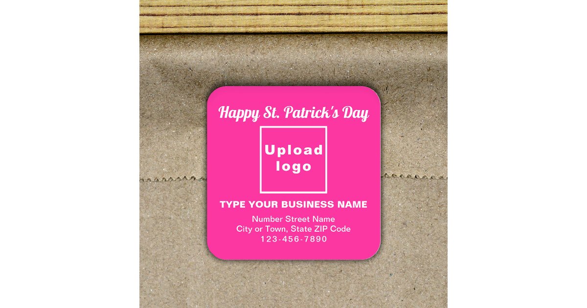 Pink Saint Patrick Business Square Sticker | Zazzle