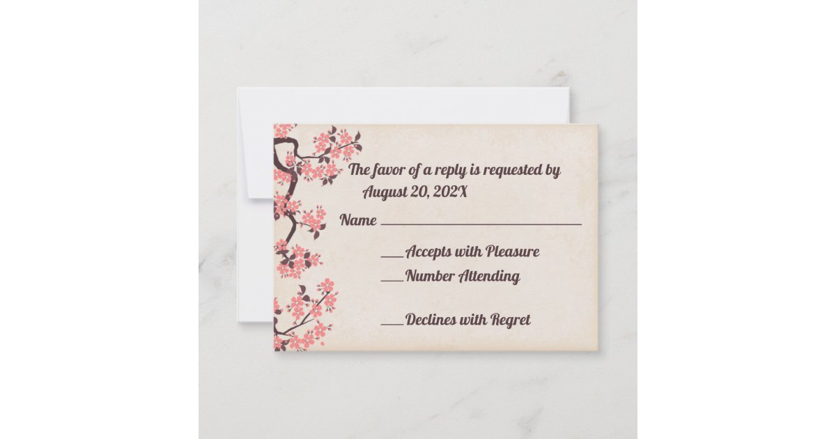Pink Sakura Blossoms RSVP Cards | Zazzle
