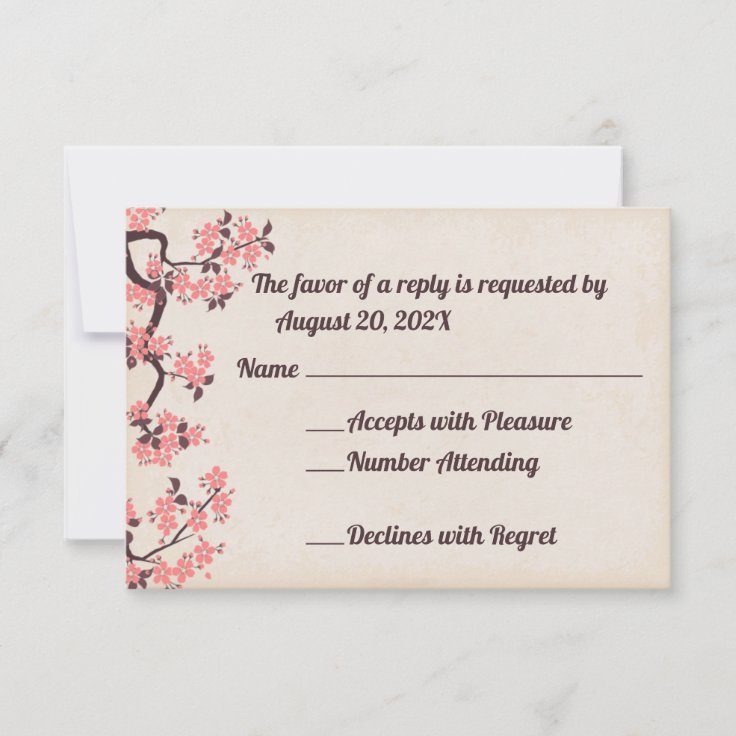 Pink Sakura Blossoms RSVP Cards | Zazzle