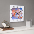 Pink Sakura Flower Blue Sky Square Wall Clock | Zazzle