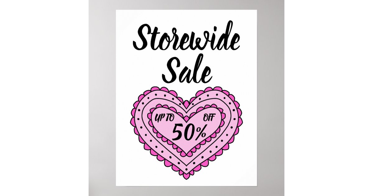 Pink Sale Sign, Valentine Day Sale, Boutique Poster | Zazzle