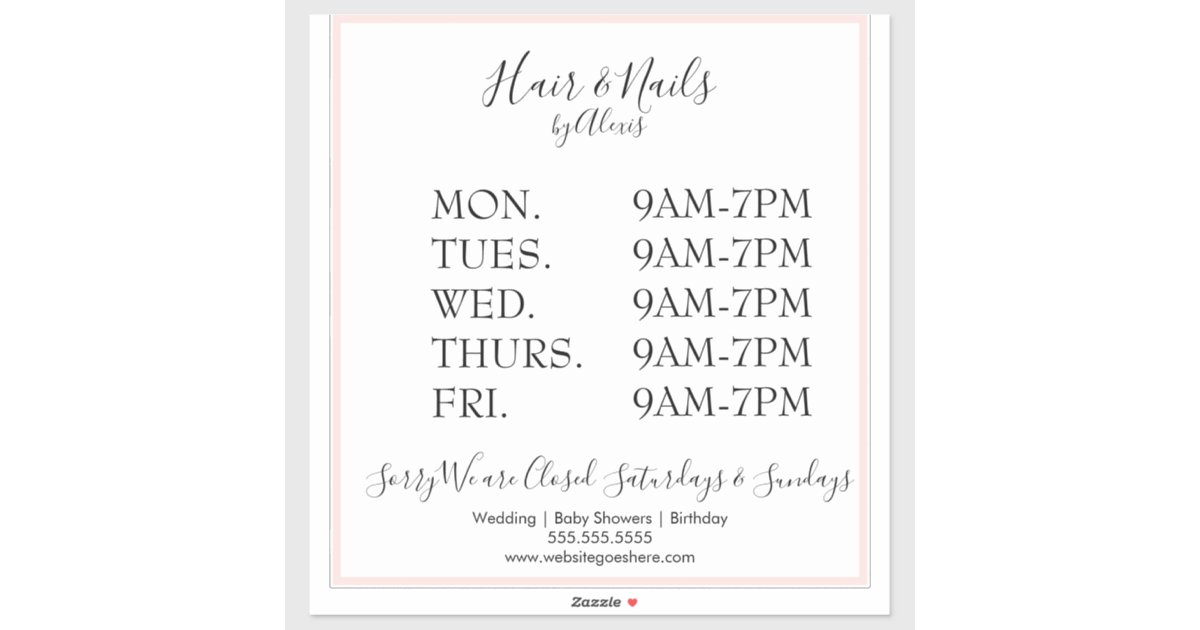 Pink Salon Business Sign Sticker | Zazzle