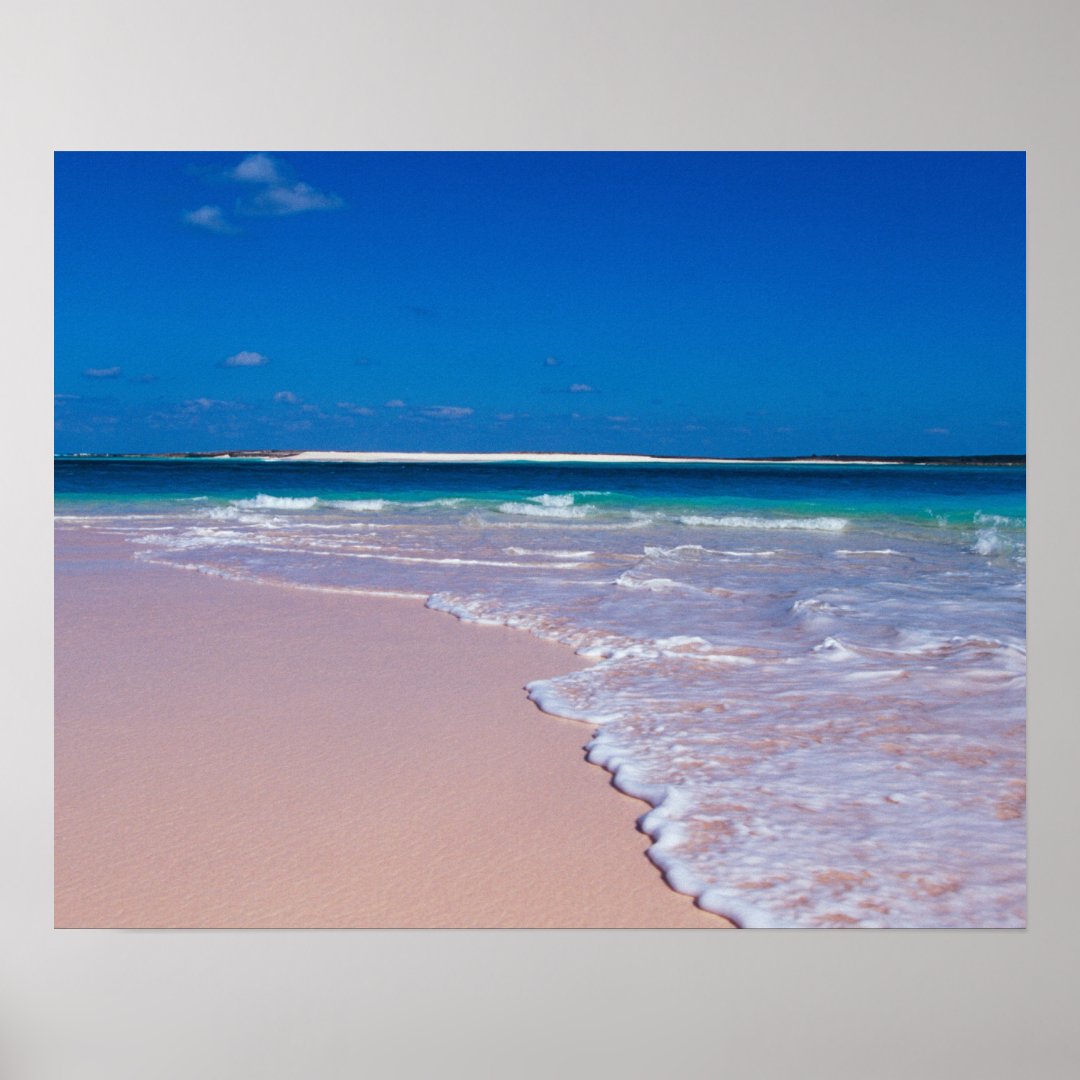 Pink sand beach at Conch Bay, Cat Island, Poster | Zazzle