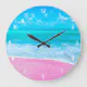 Pink Sand Beach Tropical Vacation Large Clock | Zazzle