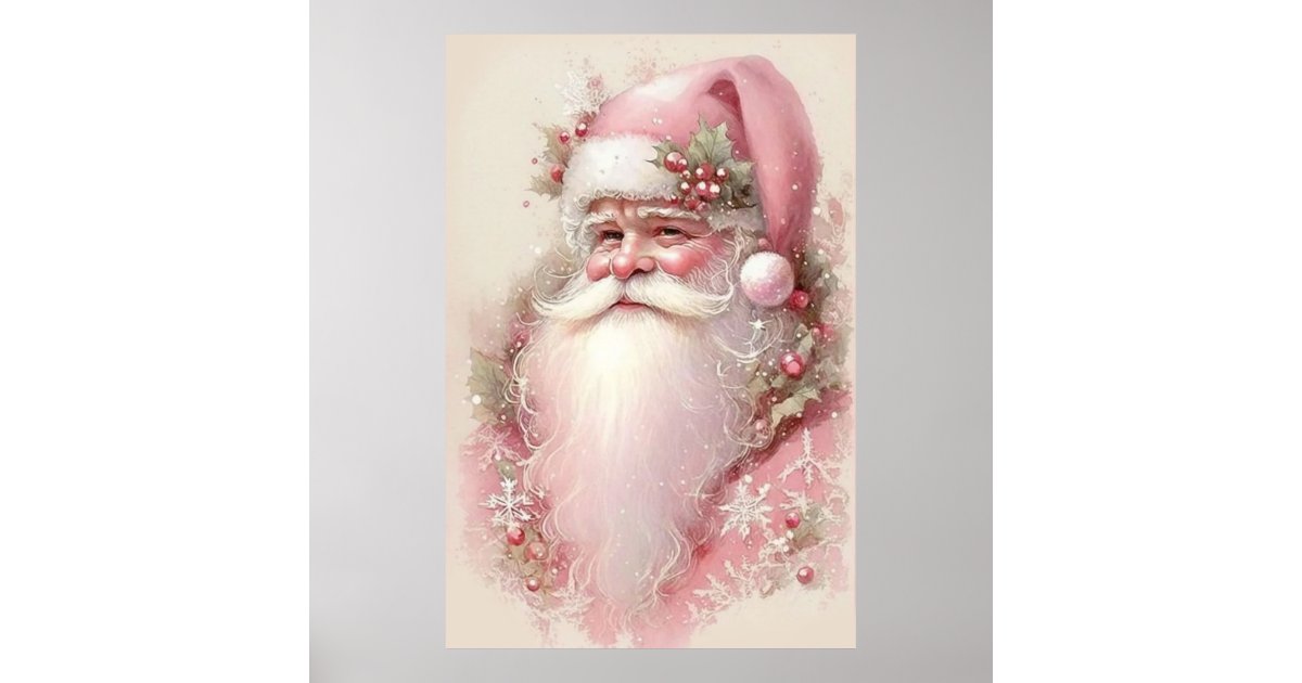 Pink Santa Christmas Poster | Zazzle