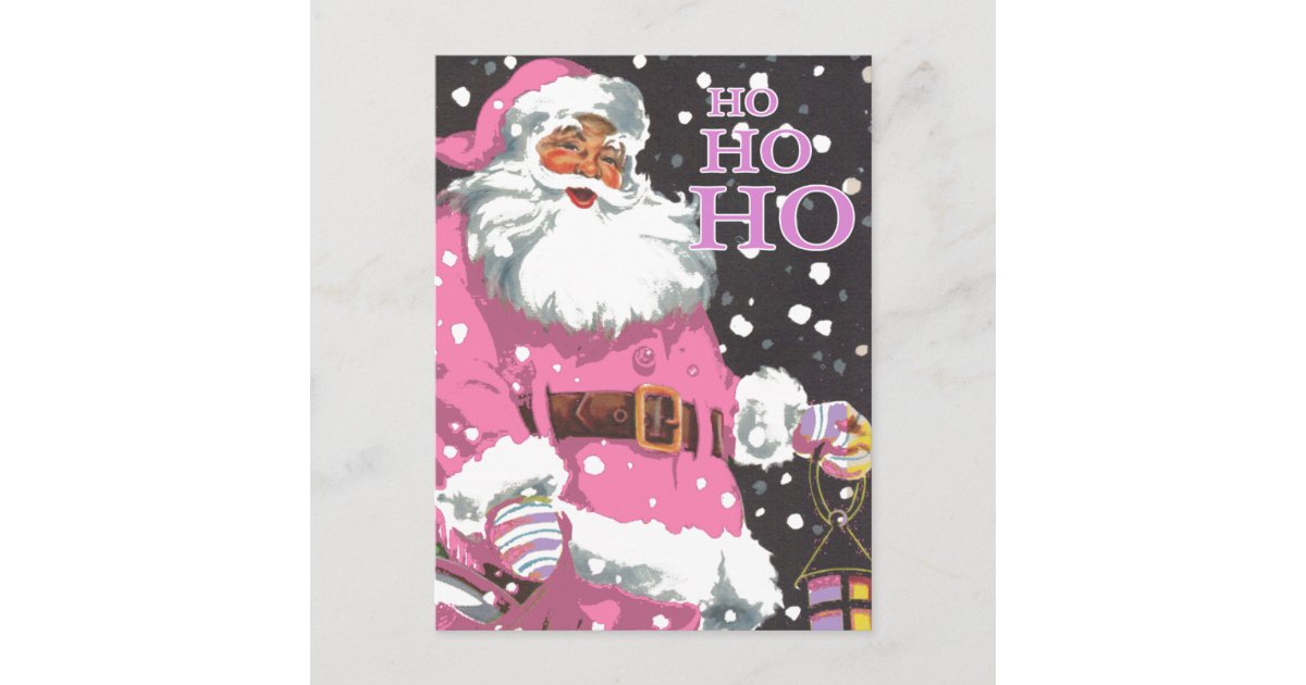 Pink Santa Claus Christmas Card | Zazzle