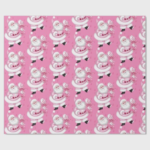 Pink Santa Claus Holiday Christmas Wrapping Paper | Zazzle