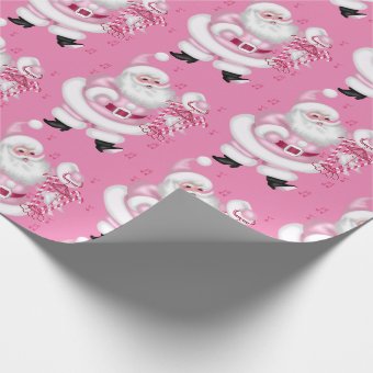 Pink Santa Claus Holiday Christmas Wrapping Paper | Zazzle