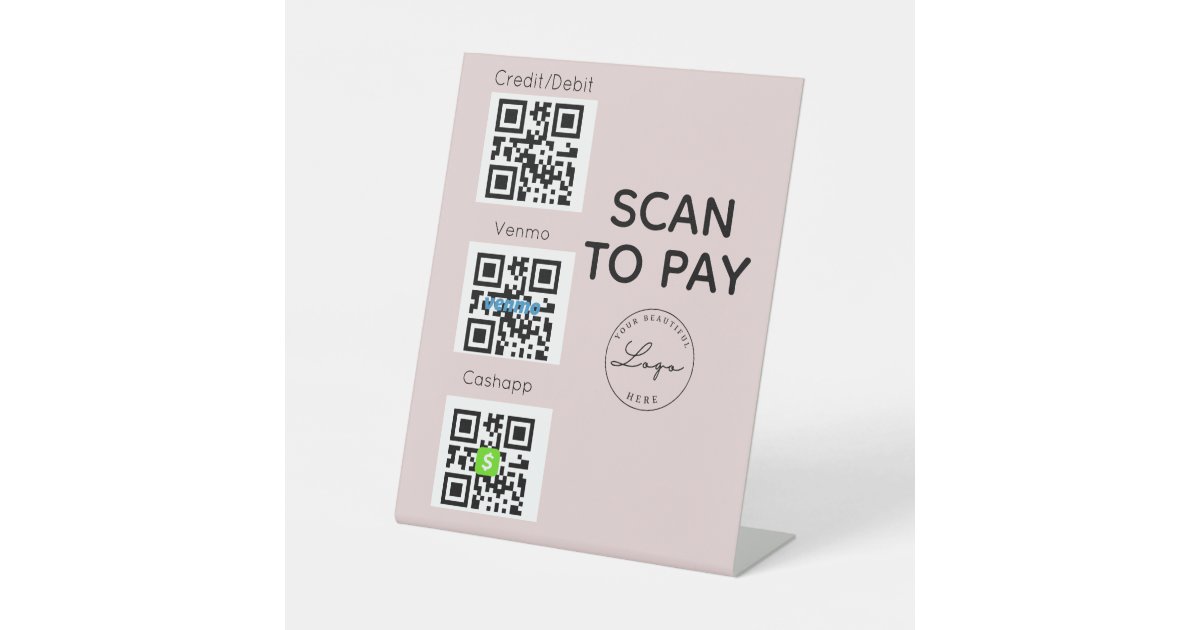 Pink Scan to pay QR Code Contactless Sign | Zazzle