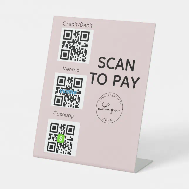 Pink Scan to pay QR Code Contactless Sign | Zazzle