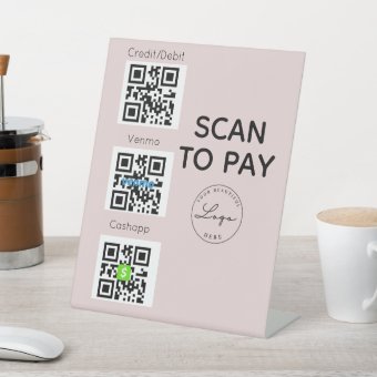 Pink Scan to pay QR Code Contactless Sign | Zazzle