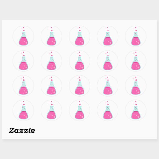 Pink Science Beaker Classic Round Sticker | Zazzle