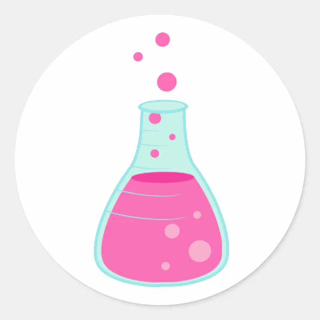 Pink Science Beaker Classic Round Sticker | Zazzle