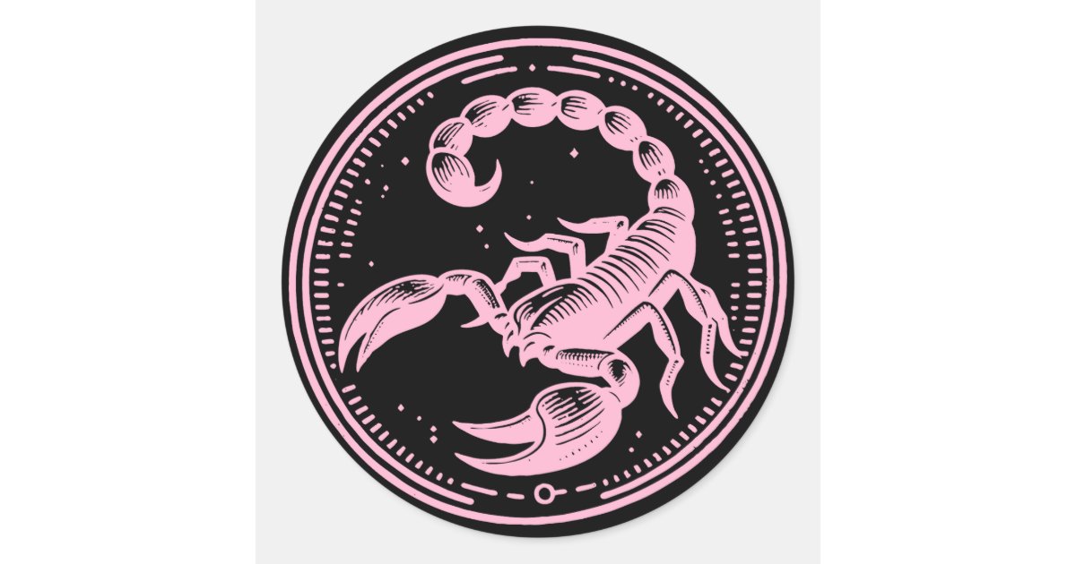 Pink Scorpion Astrology Zodiac Sign Scorpio Classic Round Sticker | Zazzle