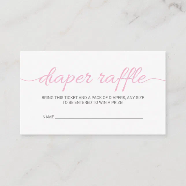 Pink Script Baby Shower Diaper Raffle Ticket | Zazzle