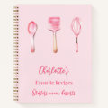 Pink script recipe cookbook notebook | Zazzle