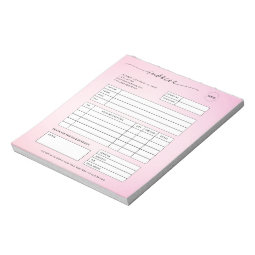 Pink Script Small Business Sales Invoice Receipt Notepad | Zazzle