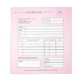 Pink Script Small Business Sales Invoice Receipt Notepad | Zazzle