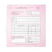 Pink Script Small Business Sales Invoice Receipt Notepad | Zazzle