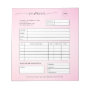 Pink Script Small Business Sales Invoice Receipt Notepad | Zazzle