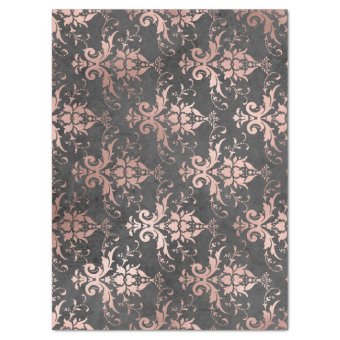 Pink Scroll Work on Charcoal Decoupage Tissue Paper | Zazzle
