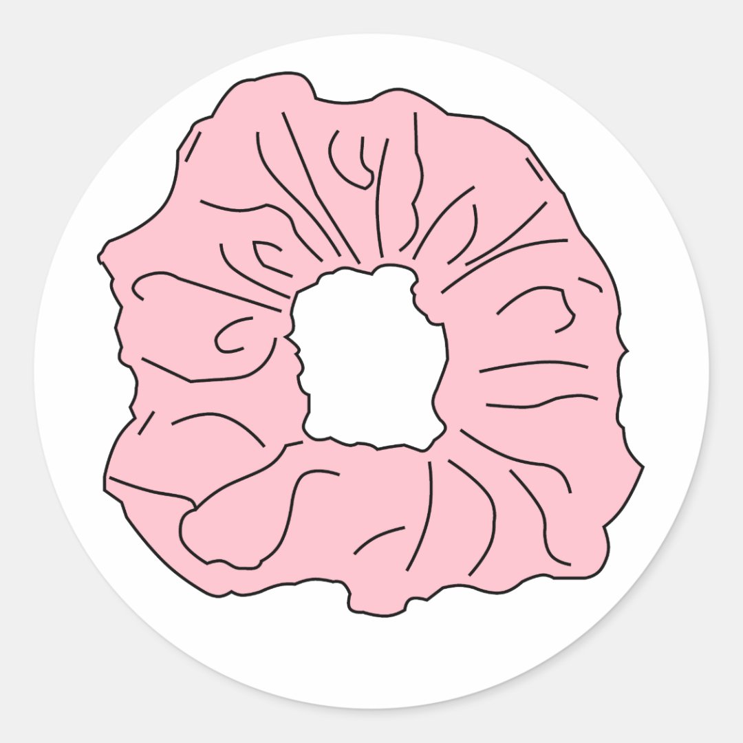 pink scrunchie classic round sticker | Zazzle