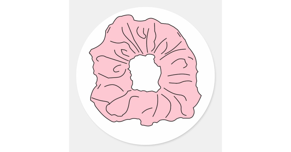 pink scrunchie classic round sticker | Zazzle
