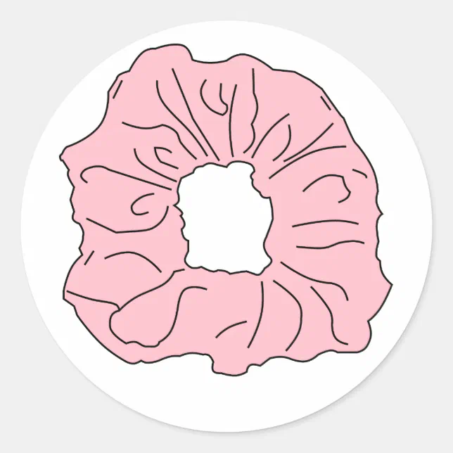 pink scrunchie classic round sticker | Zazzle