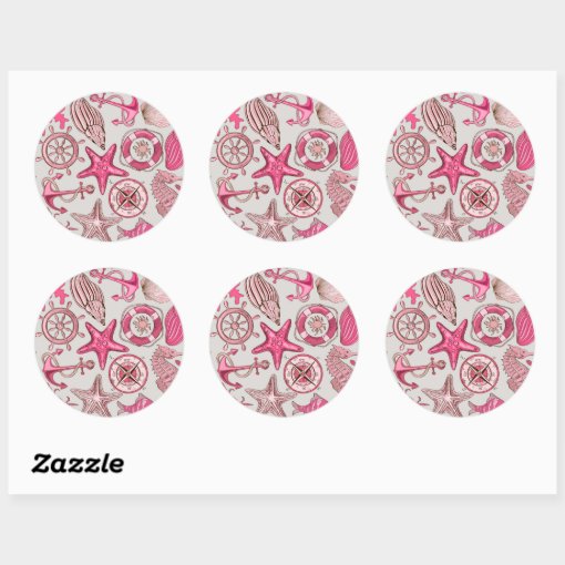 Pink Sea Pattern Classic Round Sticker | Zazzle