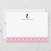 Pink | Seahorse Personalized Stationery Flat Note Card | Zazzle