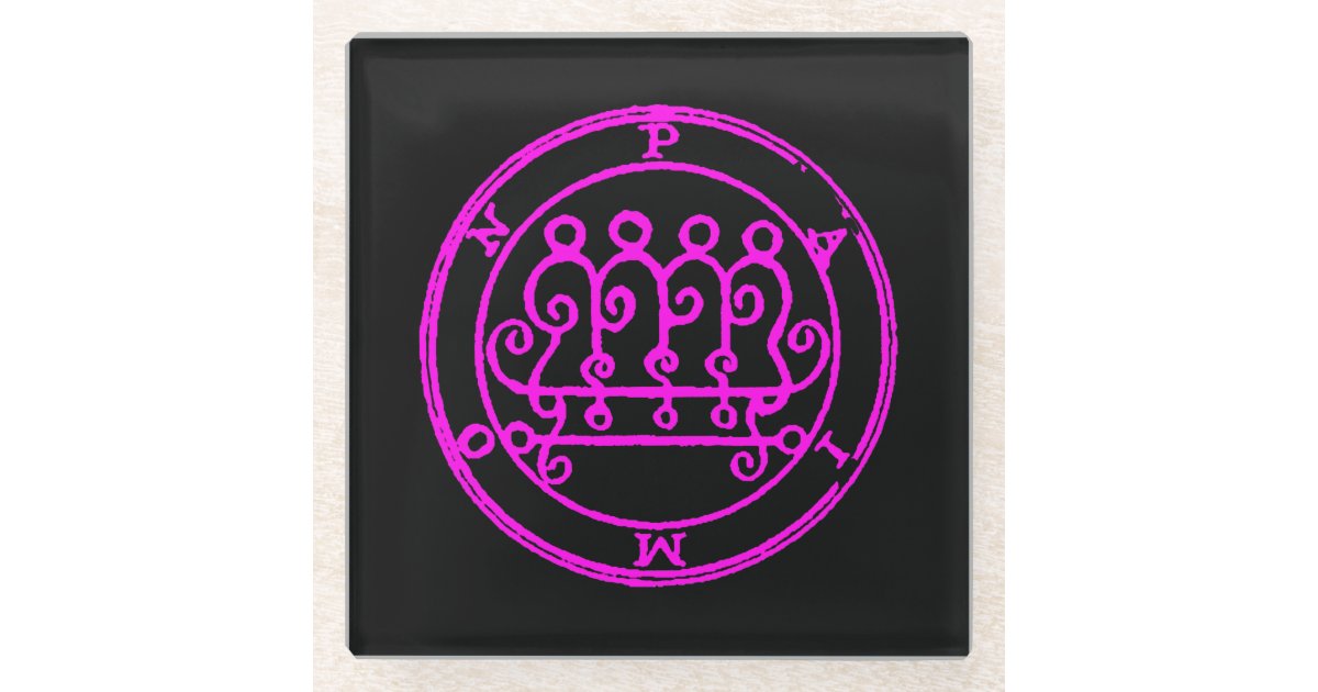Pink Seal of Paimon Demonology Sigil Glass Coaster | Zazzle