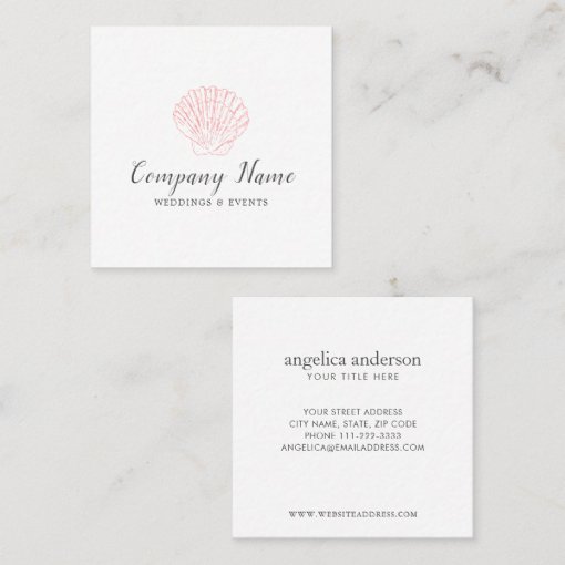Pink Seashell Square Business Card | Zazzle