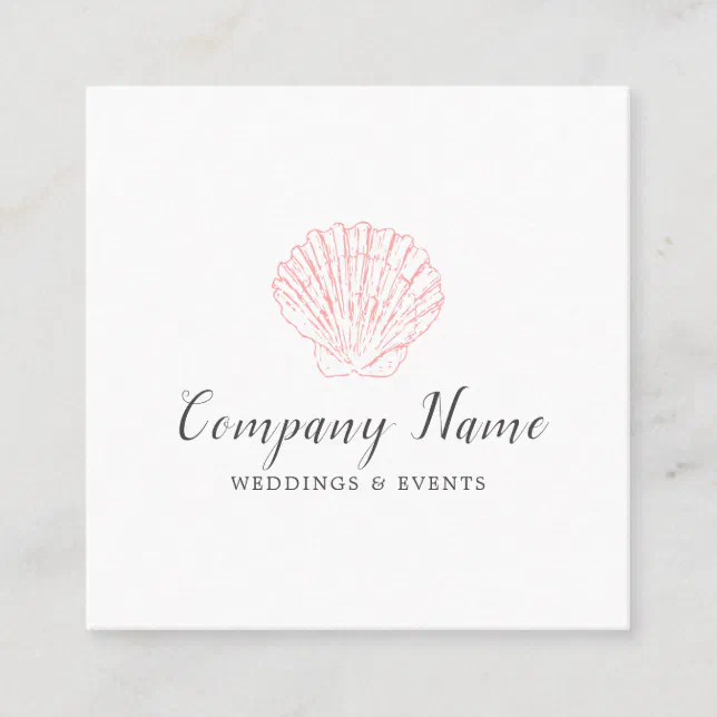 Pink Seashell Square Business Card | Zazzle