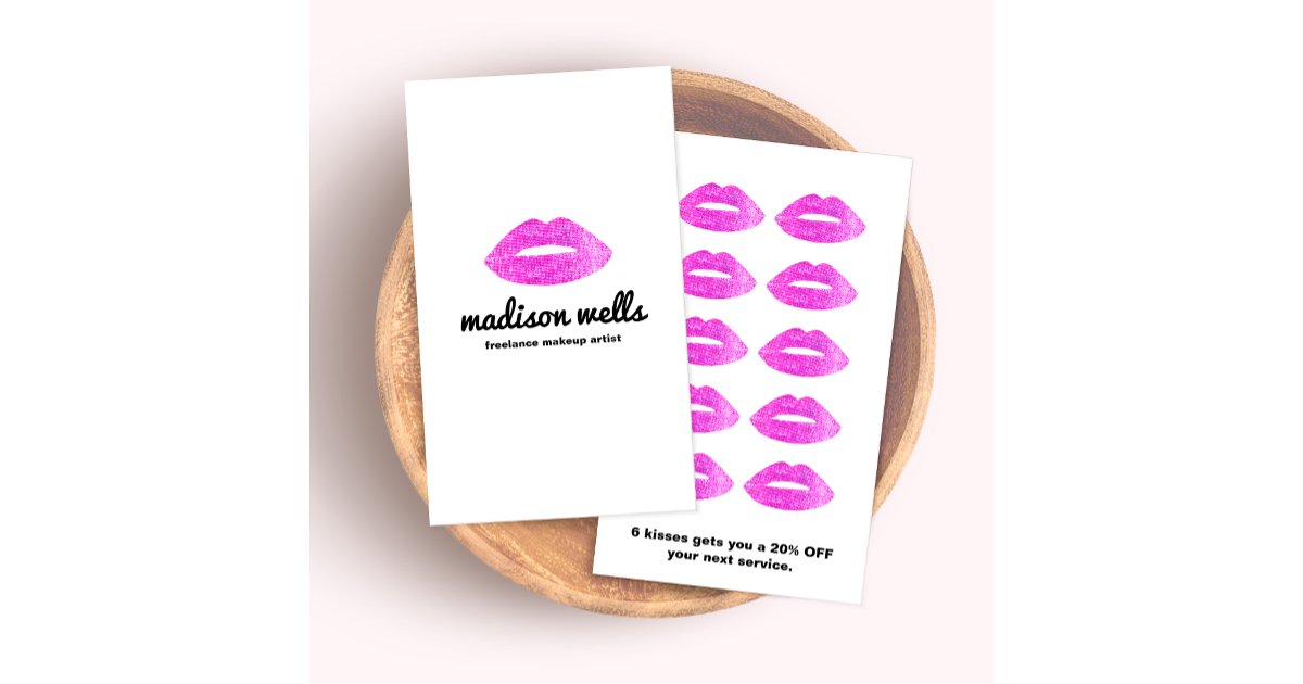 Pink Sequin Lips Salon Loyalty 10 Punch Card | Zazzle