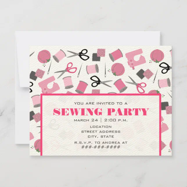 Pink Sewing Party Invitation | Zazzle