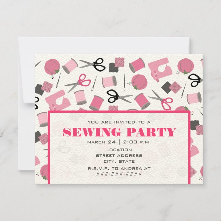 Pink Sewing Party Invitation | Zazzle.com